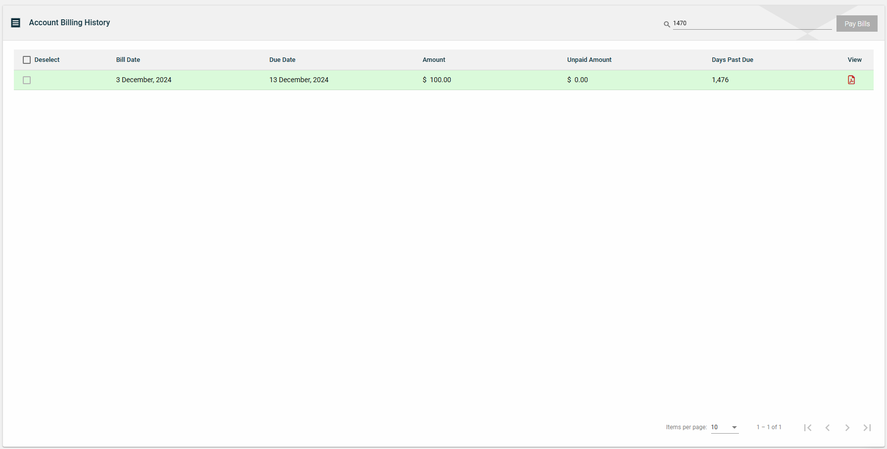 Billing History | RIA Docs