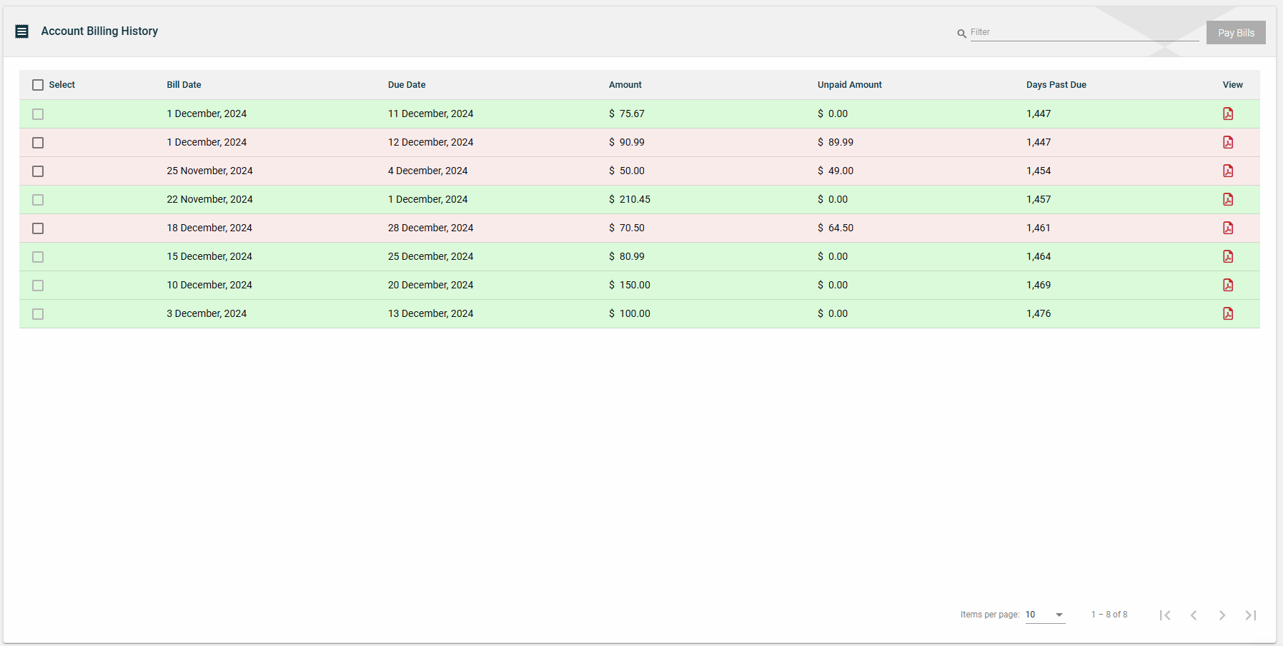 Billing History | RIA Docs