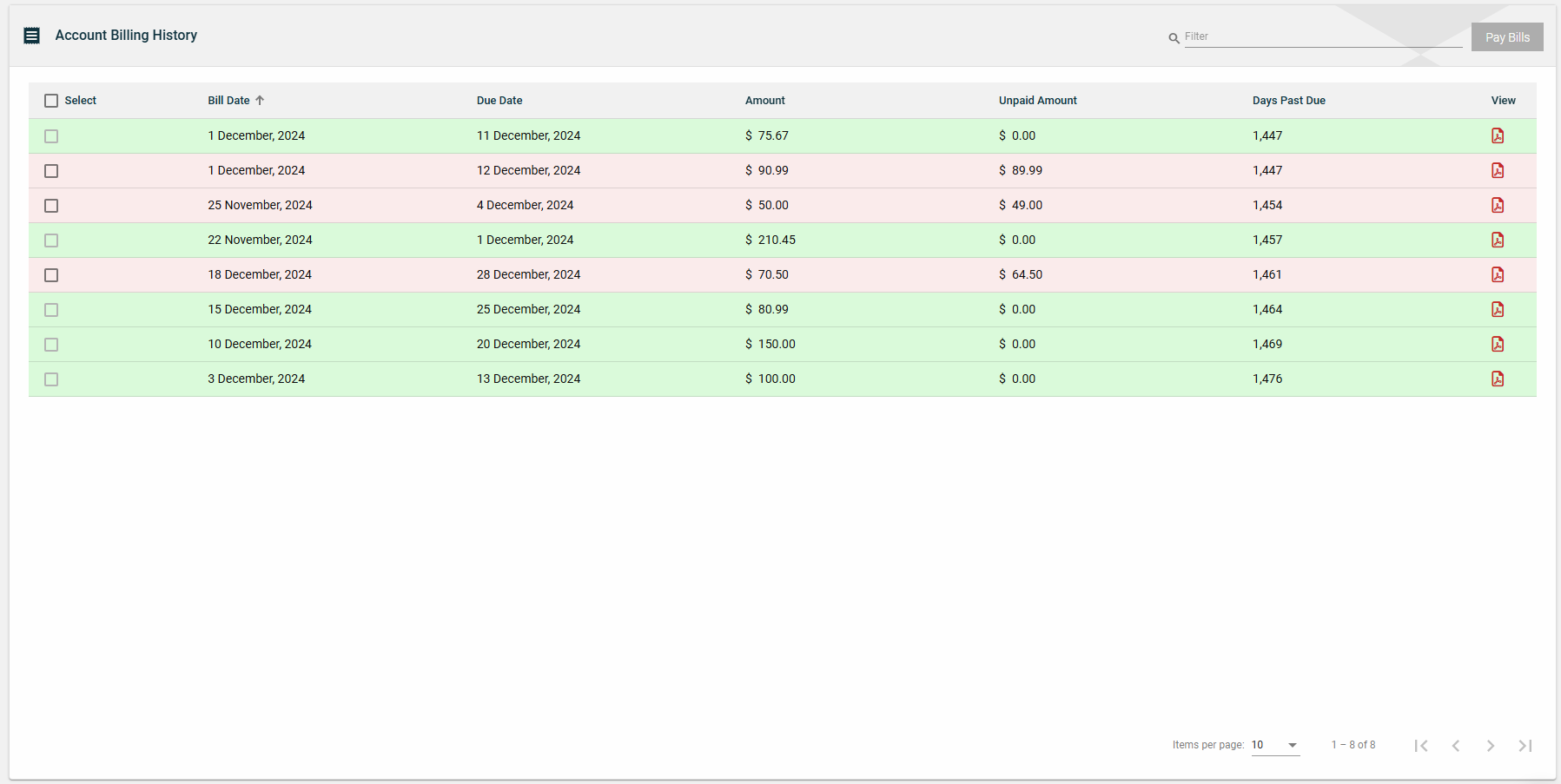 Billing History | RIA Docs